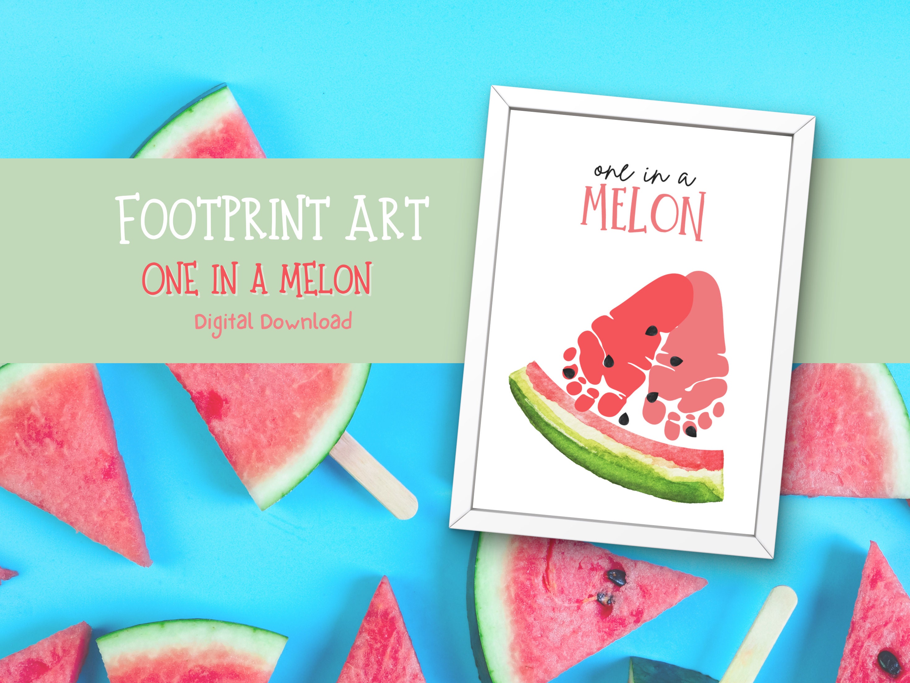 Watermelon Footprint Art: Summer Baby Keepsake (digital Download) - Etsy