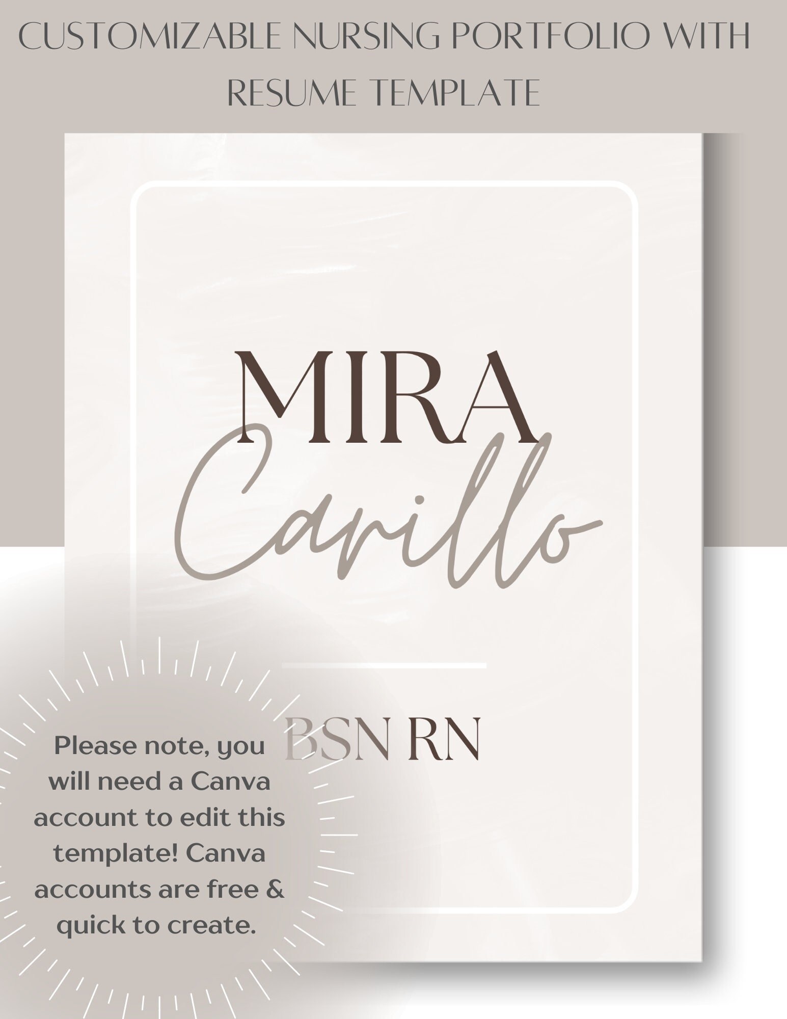Customizable Nursing Portfolio With Resume Template, Nursing Portfolio ...