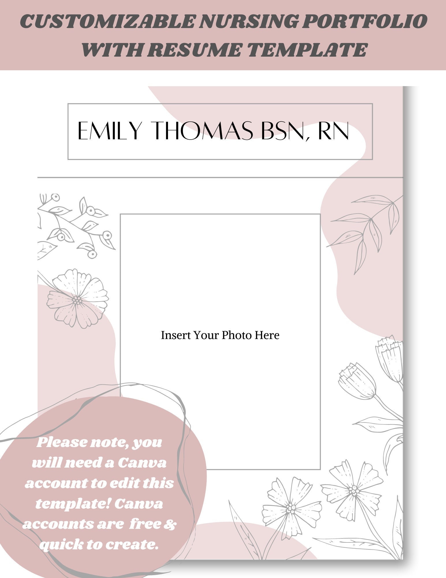 Customizable Nursing Portfolio With Resume Template, Nursing Portfolio ...