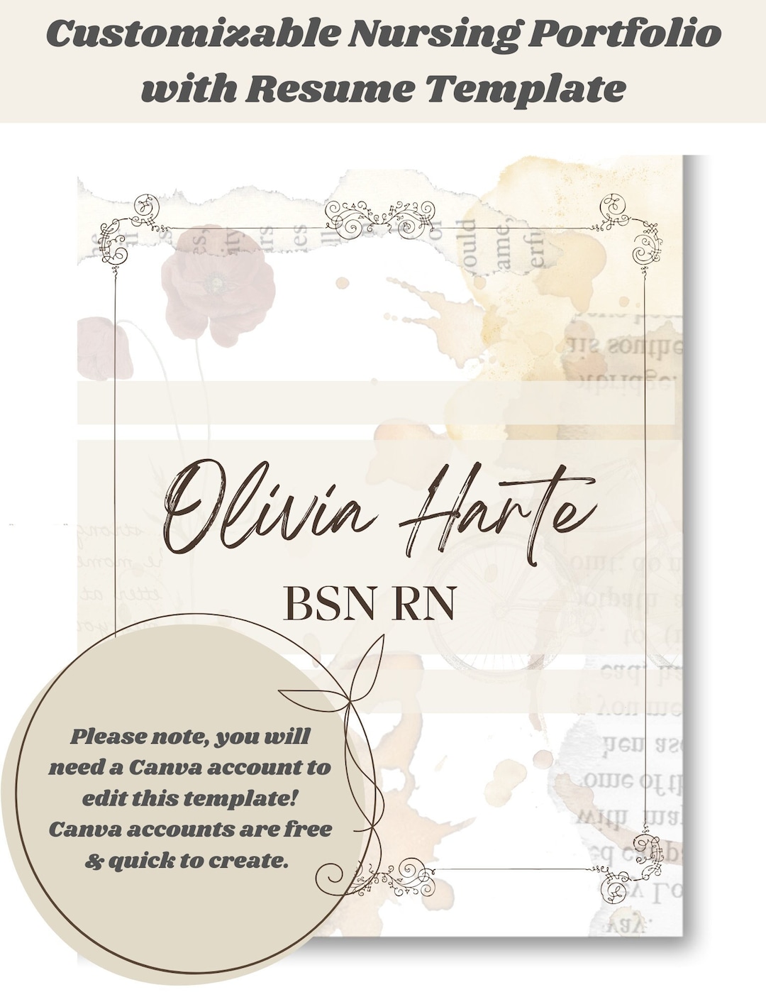 Customizable Nursing Portfolio With Resume Template, Nursing Portfolio ...