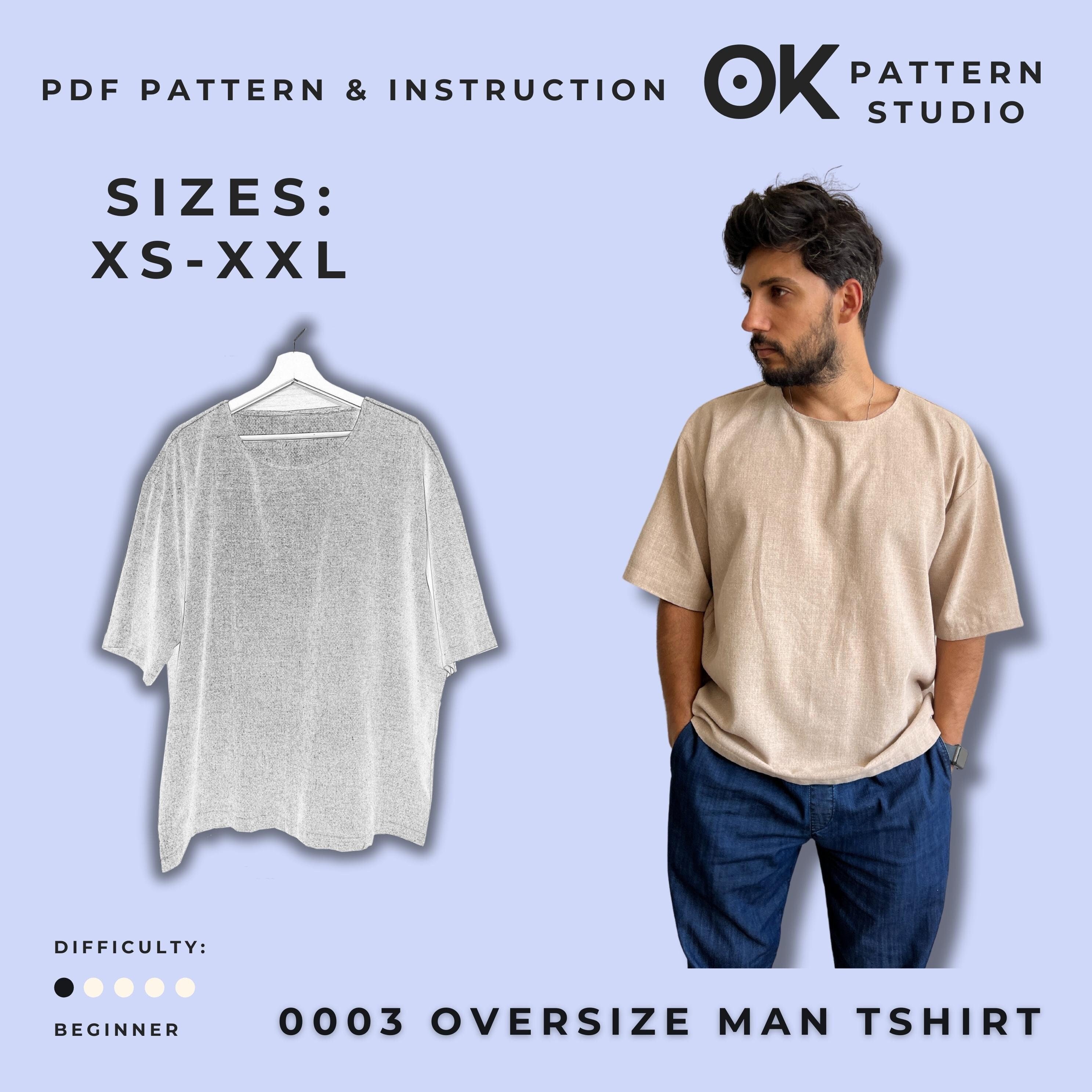 Oversize Men's T-shirt Sewing Pattern PDF, Instant Download Video ...