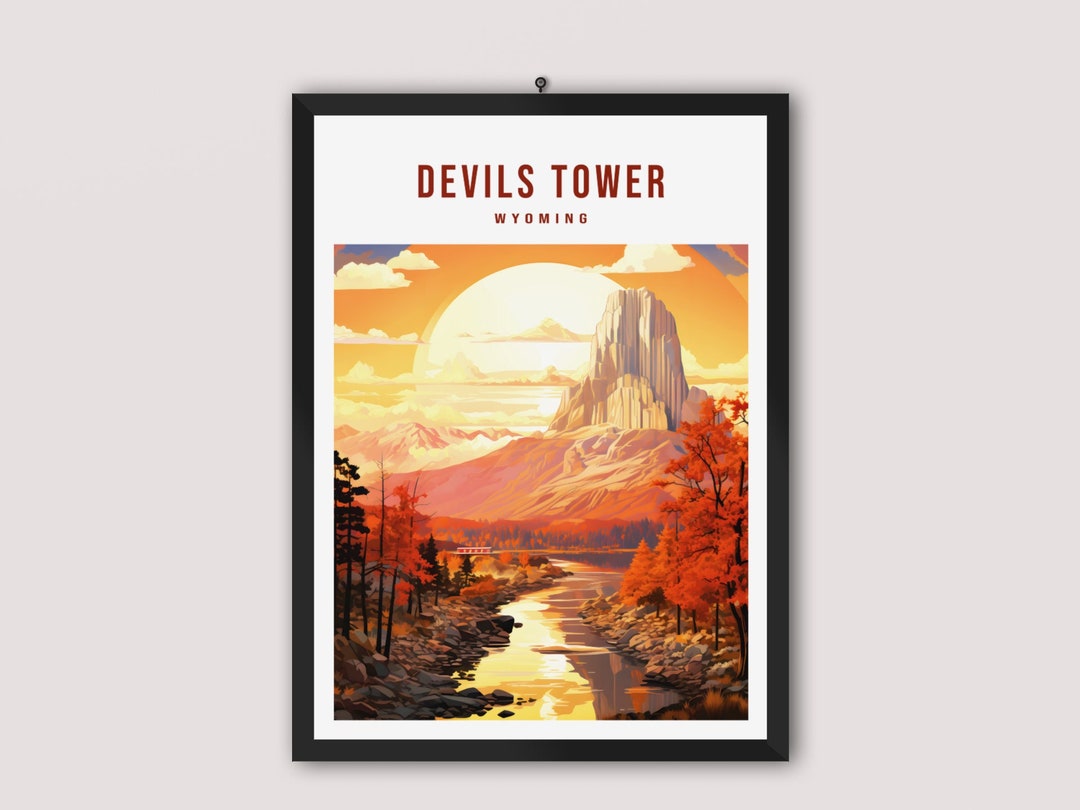 Devils Tower Print Devils Tower Home Décor Wyoming Art Print Devils ...