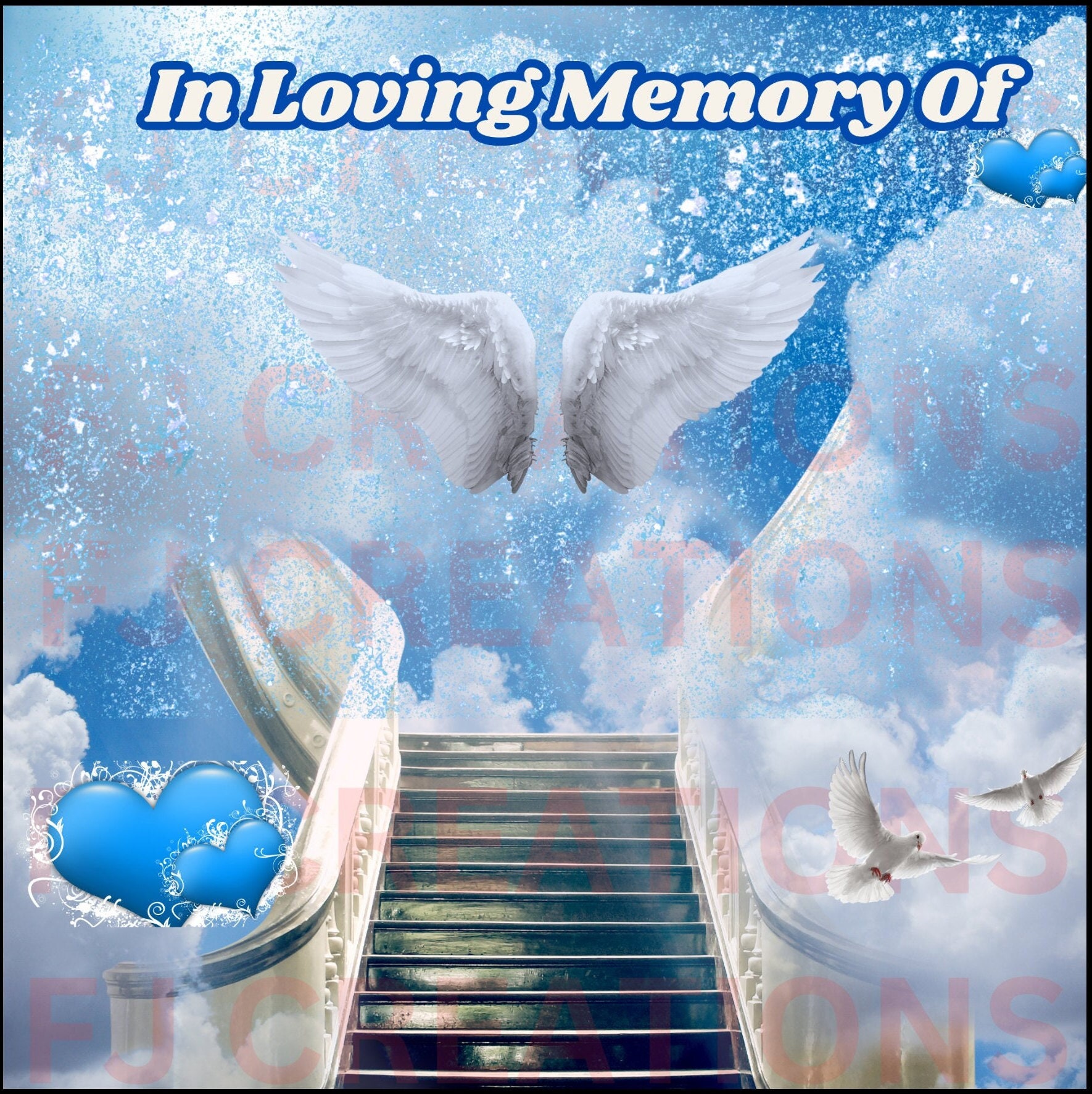 Blue and White in Loving Memory PNG Add Photo Rest in Peace Template ...