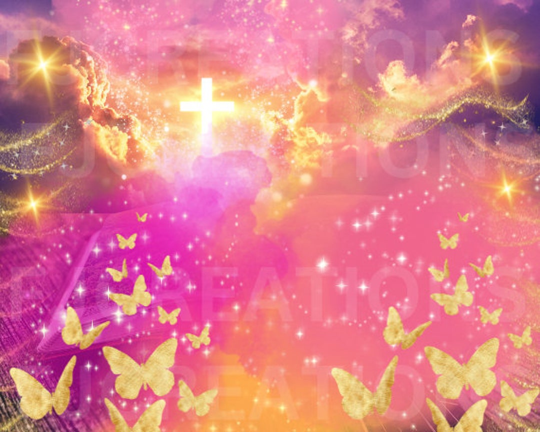Pink and Gold Butterflies | Memorial Background | Obituaries | Funeral ...