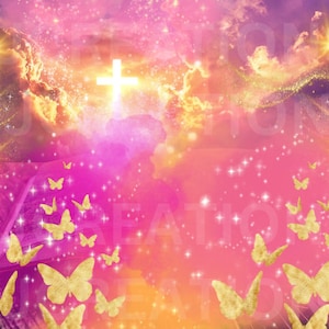 Pink and Gold Butterflies | Memorial Background | Obituaries | Funeral ...