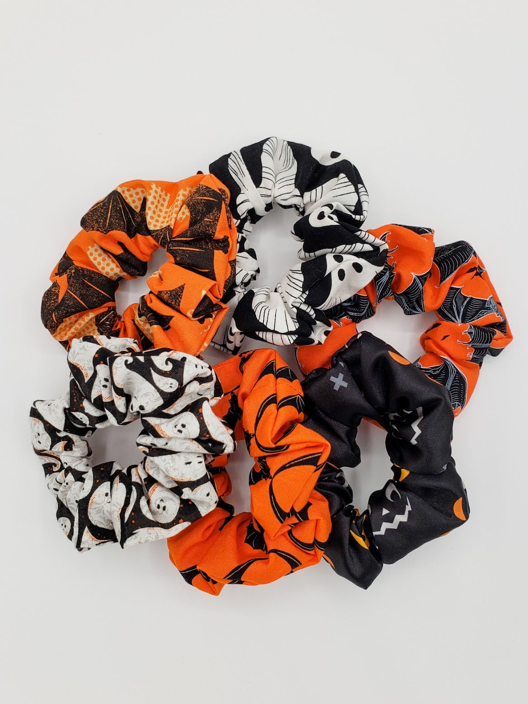 Halloween Scrunchies: Spooky Bats, Ghosts, Jack O' Lantern Hair Ties - Etsy