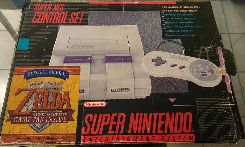 Super Nintendo SNES Rare Legend of Zelda Game and Console With Box ...