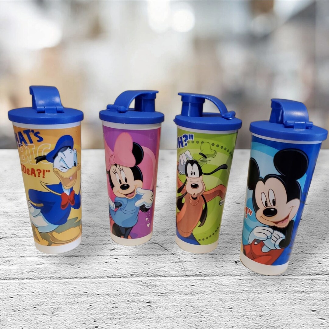 Vintage Disney Tupperware Mickey Mouse & Friends Set of 4 Tumblers With ...
