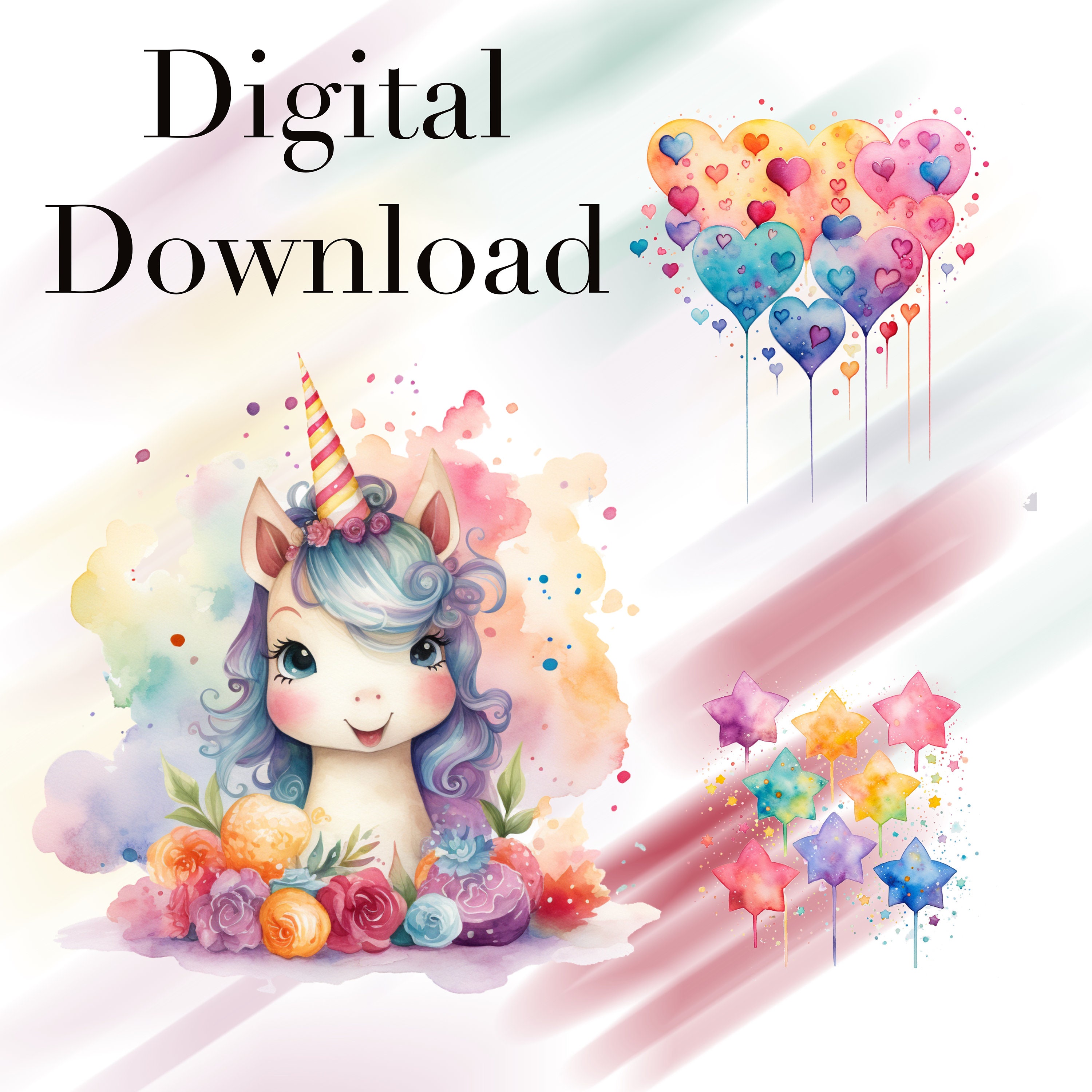 Unicorn Clipart, Cute Unicorn Clip Art, Watercolour Unicorn - Etsy