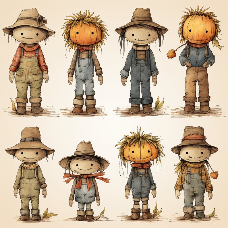 Watercolor Scarecrow Clip Art: 40 PNG Images (digital Download) - Etsy
