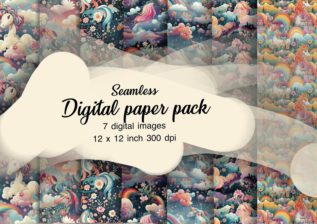 7 Unicorn Digital Papers, Unicorn Clip Art, Unicorn Seamless Pattern - Etsy