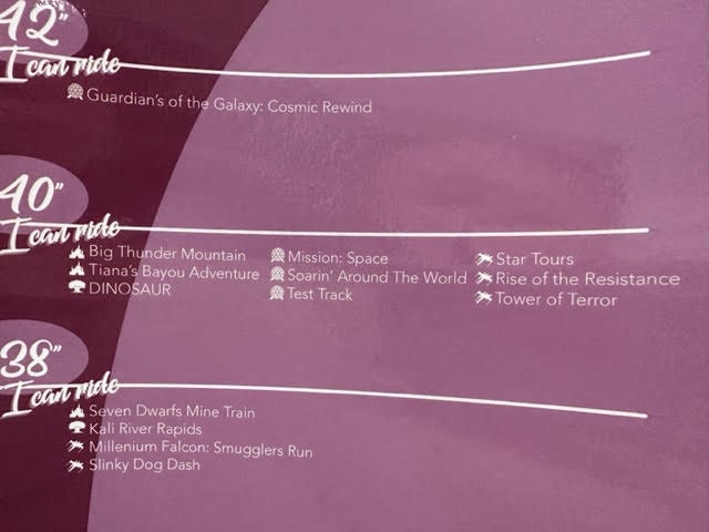 Disney Ride Height Chart - Etsy