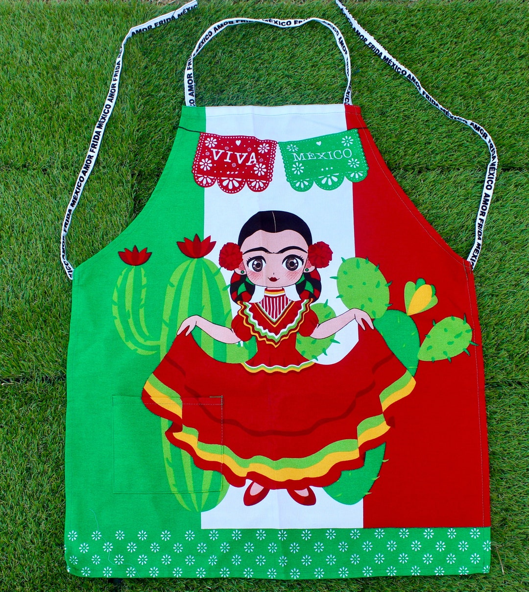 Frida Kahlo Adult Apron One Size. Frida Mexican Apron. Mandil Mexicano ...