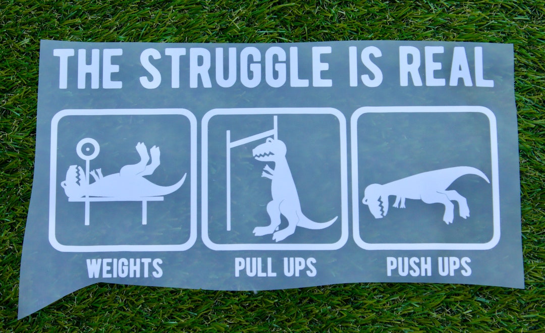 The Struggle is Real DTF Transfer. Funny T-rex Gym Workout Dtf Print ...