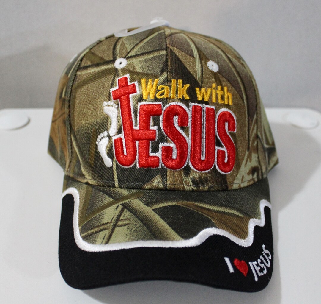 Walk With Jesus Baseball Hat. Embroidered Jesus Hat. I Love Jesus Hat ...