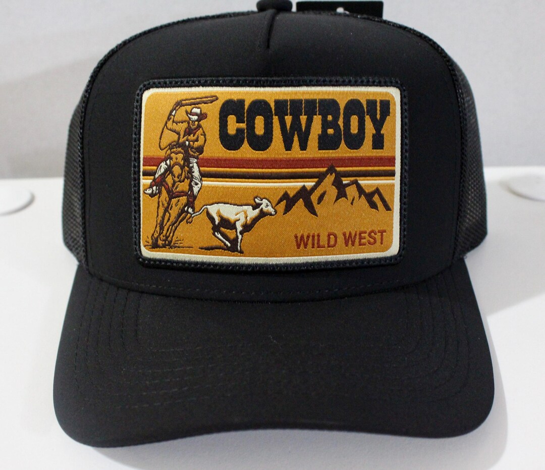 Cowboy Trucker Hat. Embroidered Cap. Cowboy Wild West Cap. Christmas ...