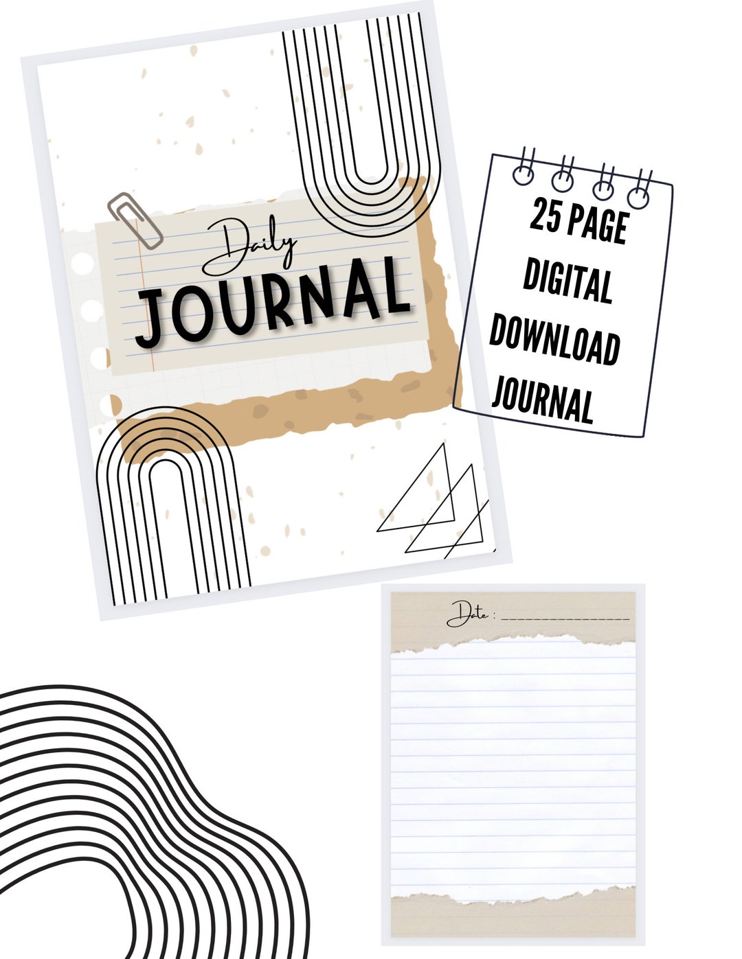 Minimalistic Aesthetic Digital Download Printable Daily Journal 25 ...