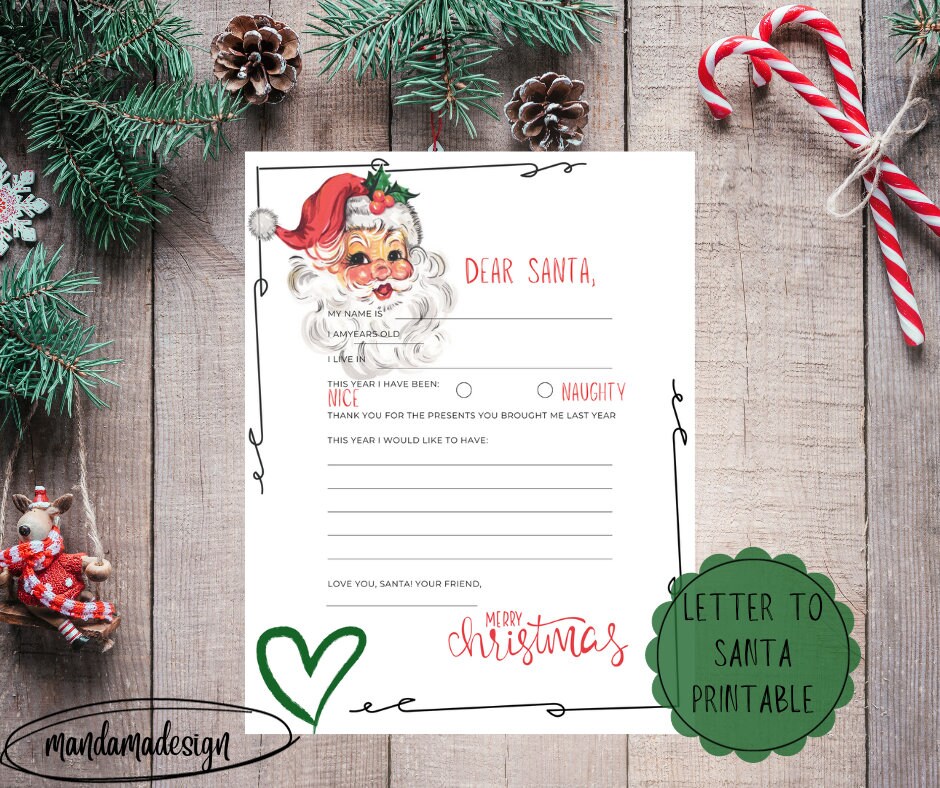 Letter to Santa Digital Download Christmas Printable - Etsy