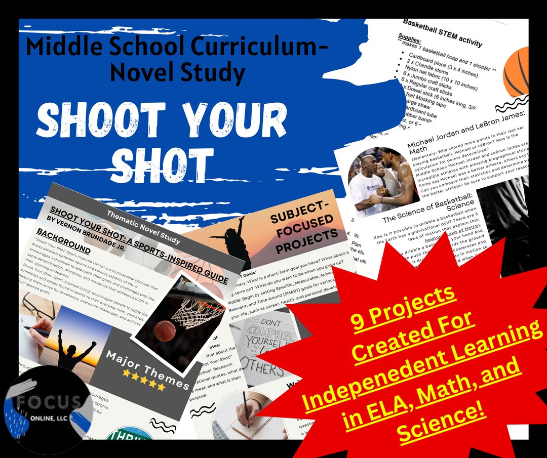 Novel Study Shoot Your Shot: A Sport-inspired Guide, Homeschool, Middle ...