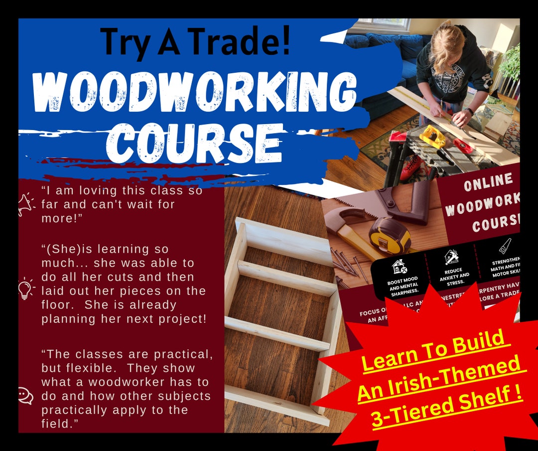 Woodworking Course: Build A 3-tiered Shelf for Homeschool Learning ...