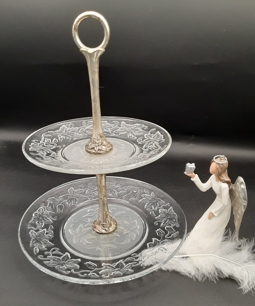 Vintage Princess House Two-tier Serving Tray. Beautiful Fantasia ...