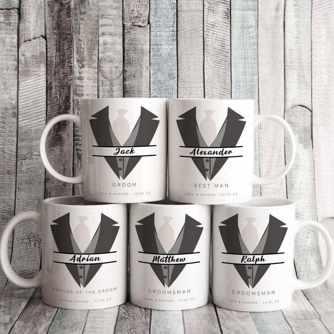 Personalized Groomsmen Mug: Custom Suit Colors, Wedding Party Gift - Etsy