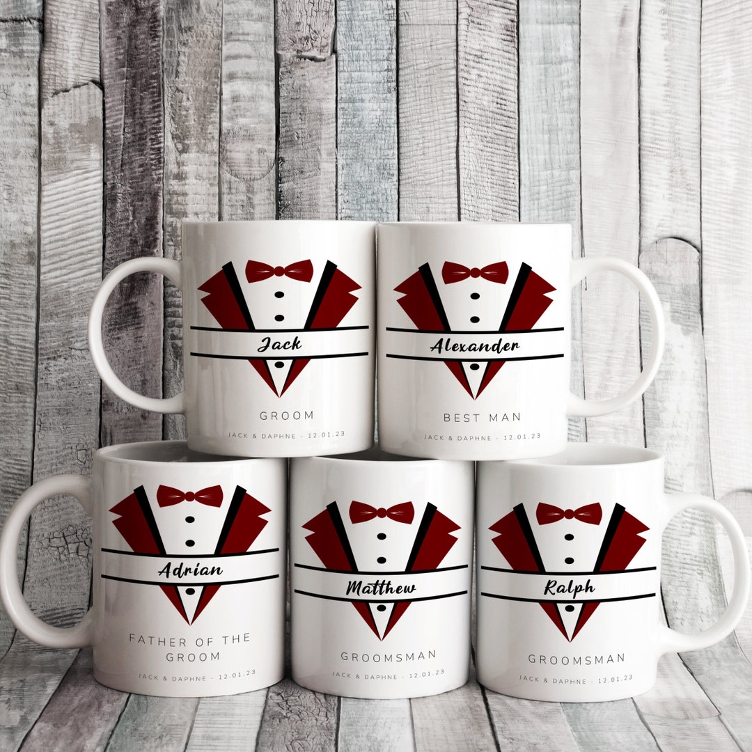Personalized Groomsmen Mug, Custom Suit Color Gift - Etsy