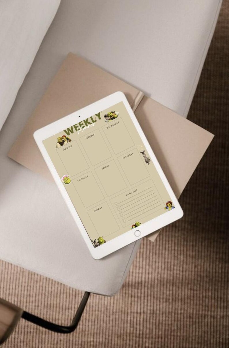 Shrek-themed Digital Weekly Planner 5 Colors Printable & Easy to ...