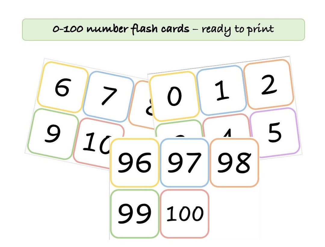 Number Flash Cards - Ready to Print - Etsy