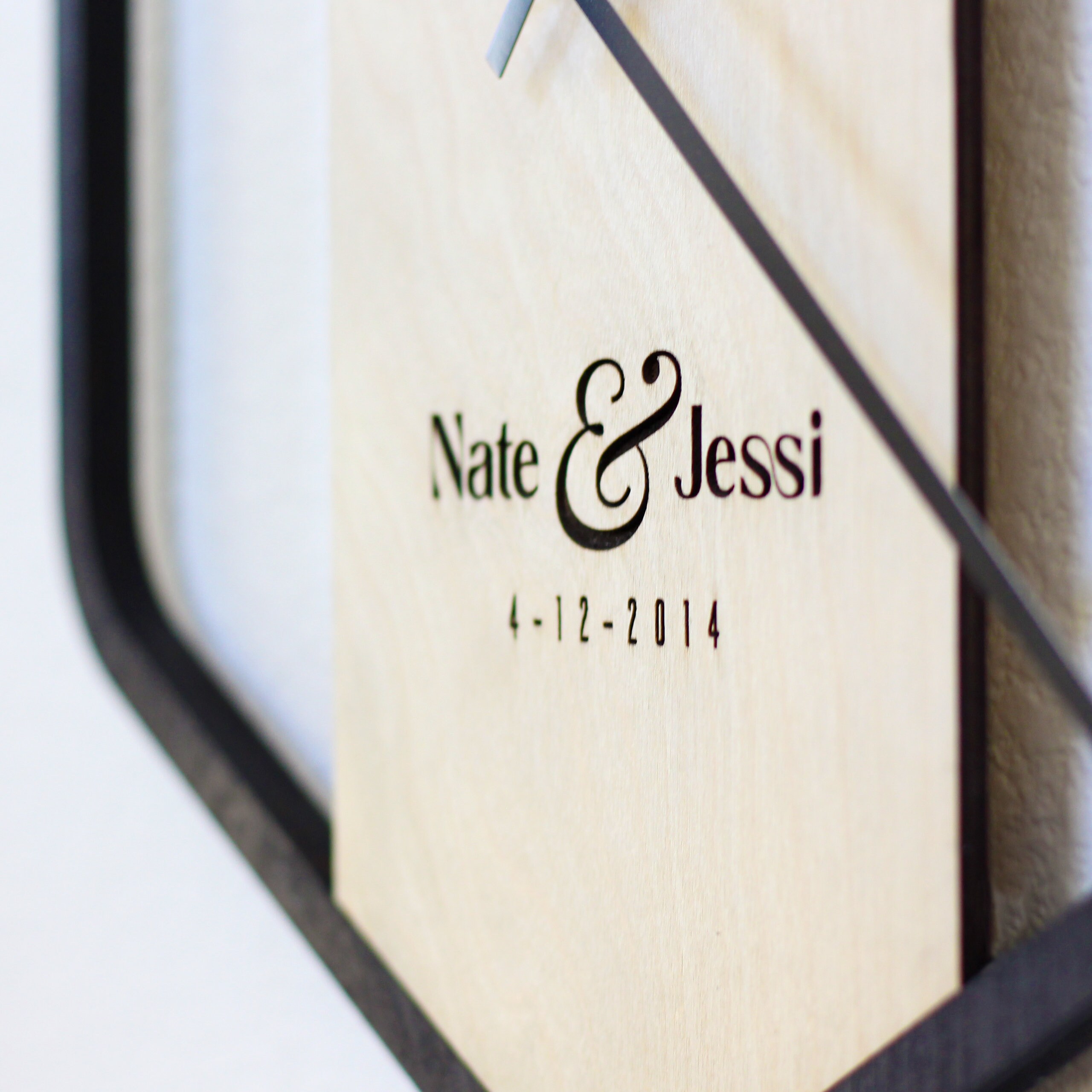 Personalized Hexagon Wooden Wall Clock, Modern Engraved Birch Decor - Etsy