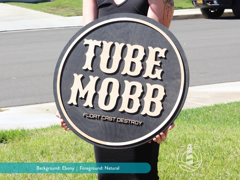 Circular Custom Logo Wood Sign - Personalized Round Circle Signage - Etsy