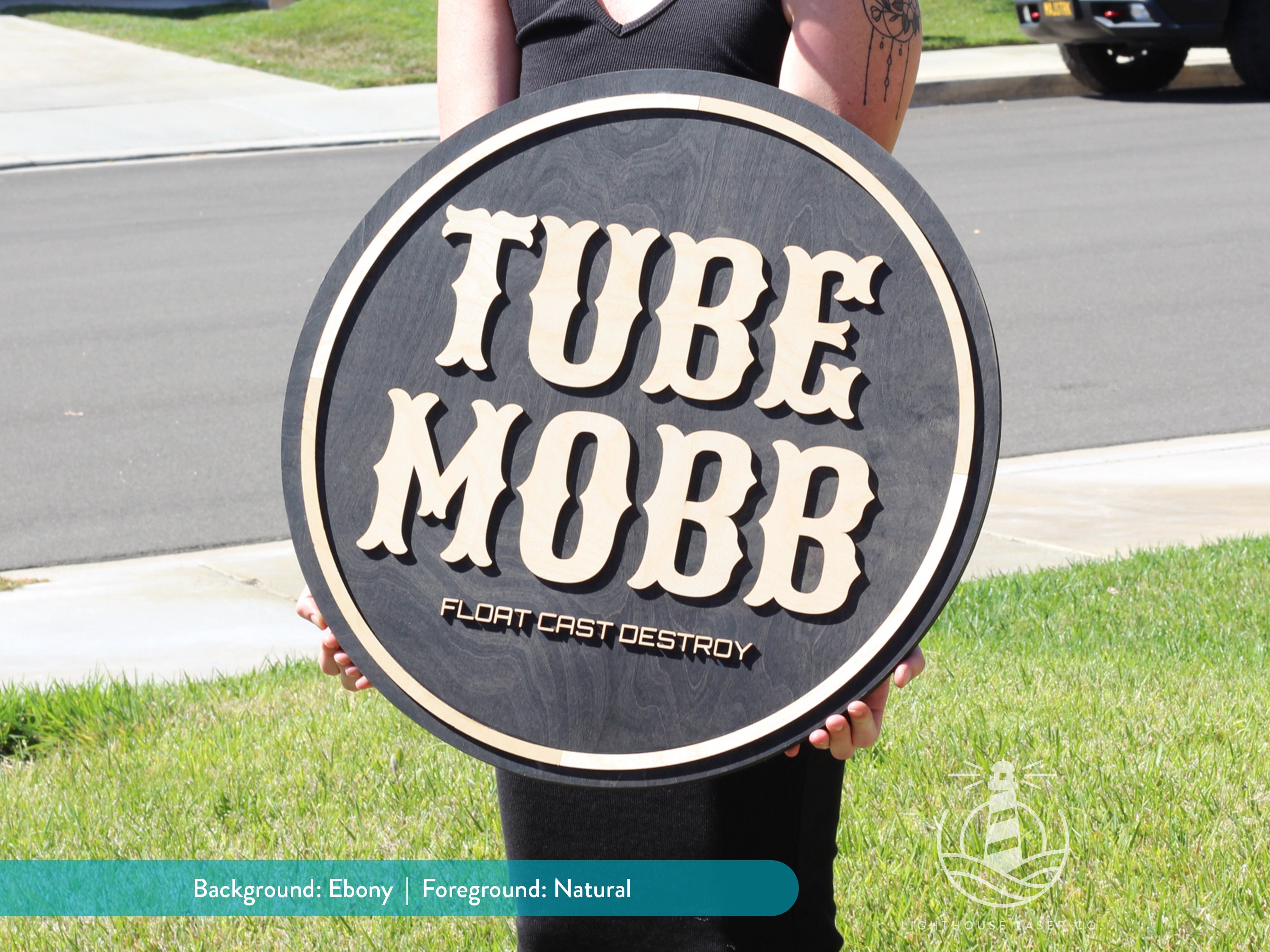 Circular Custom Logo Wood Sign Personalized Round Circle Signage - Etsy