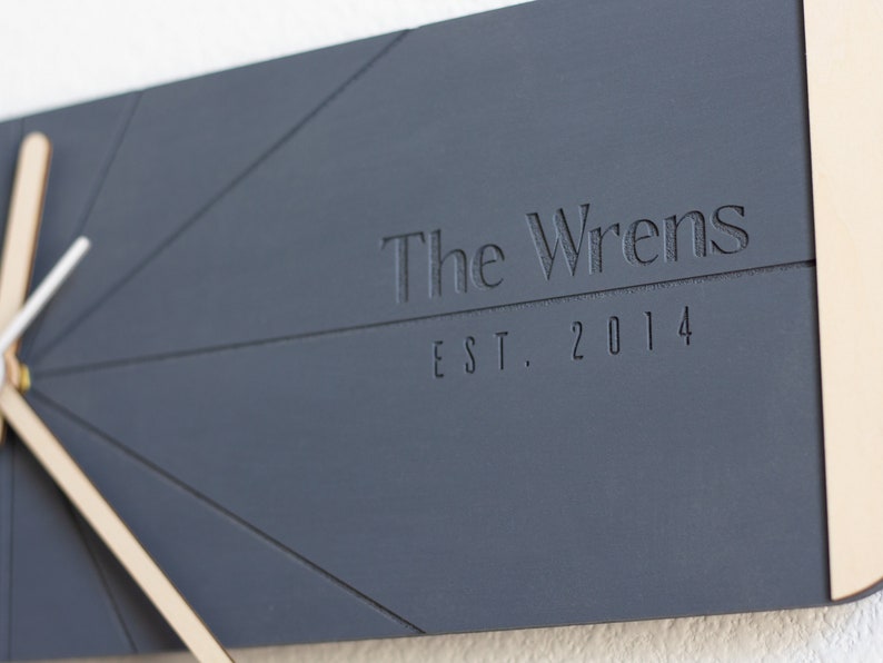 Unique Modern Rectangle Wall Clock With Custom Engraving, Personalized ...