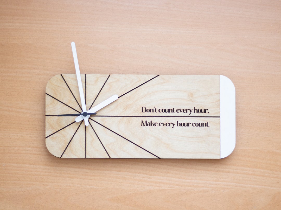 Unique Modern Rectangle Wall Clock With Custom Engraving, Personalized ...