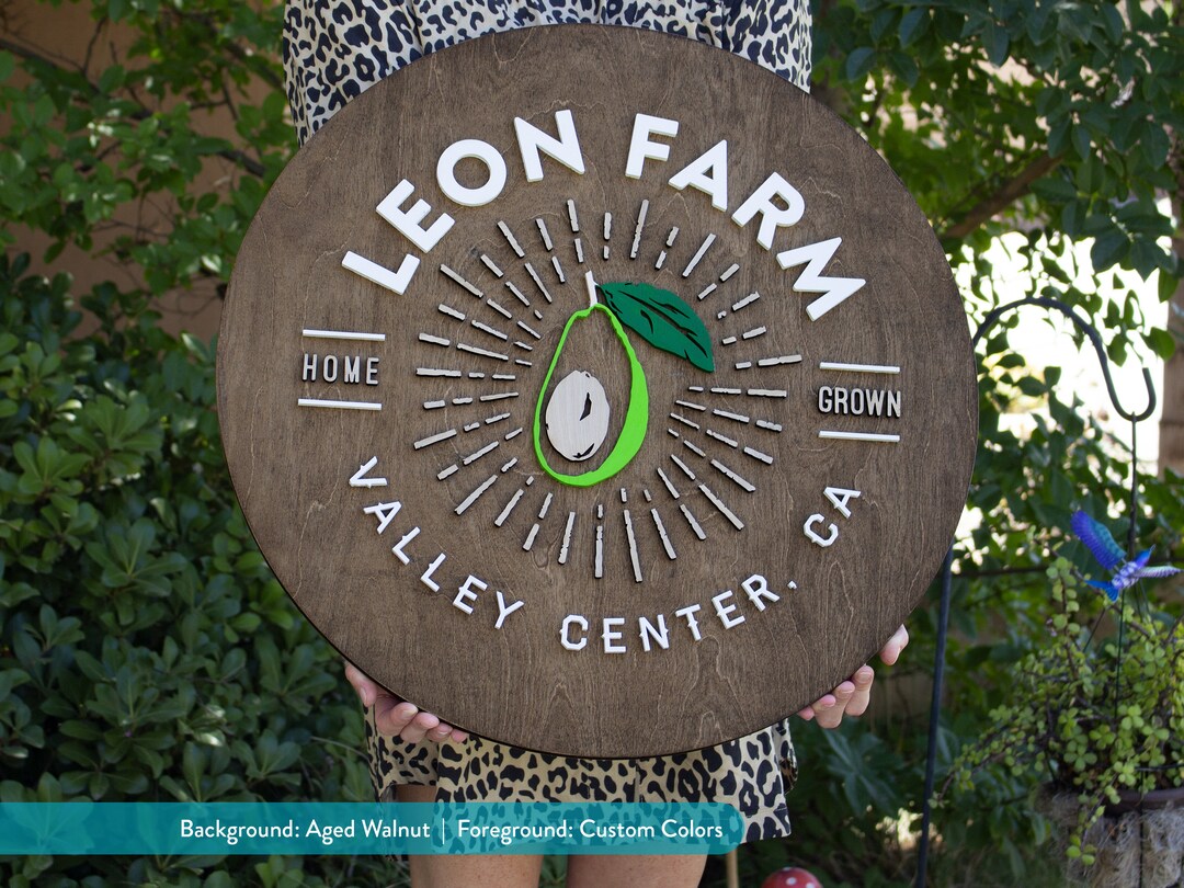 Circular Custom Logo Wood Sign - Personalized Round Circle Signage - Etsy