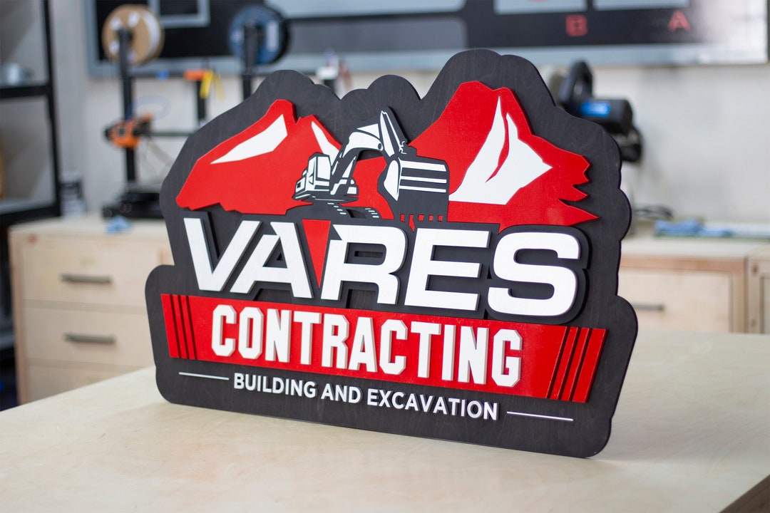Custom Contour-cut Multi-layered Wood Business Logo Sign - Etsy