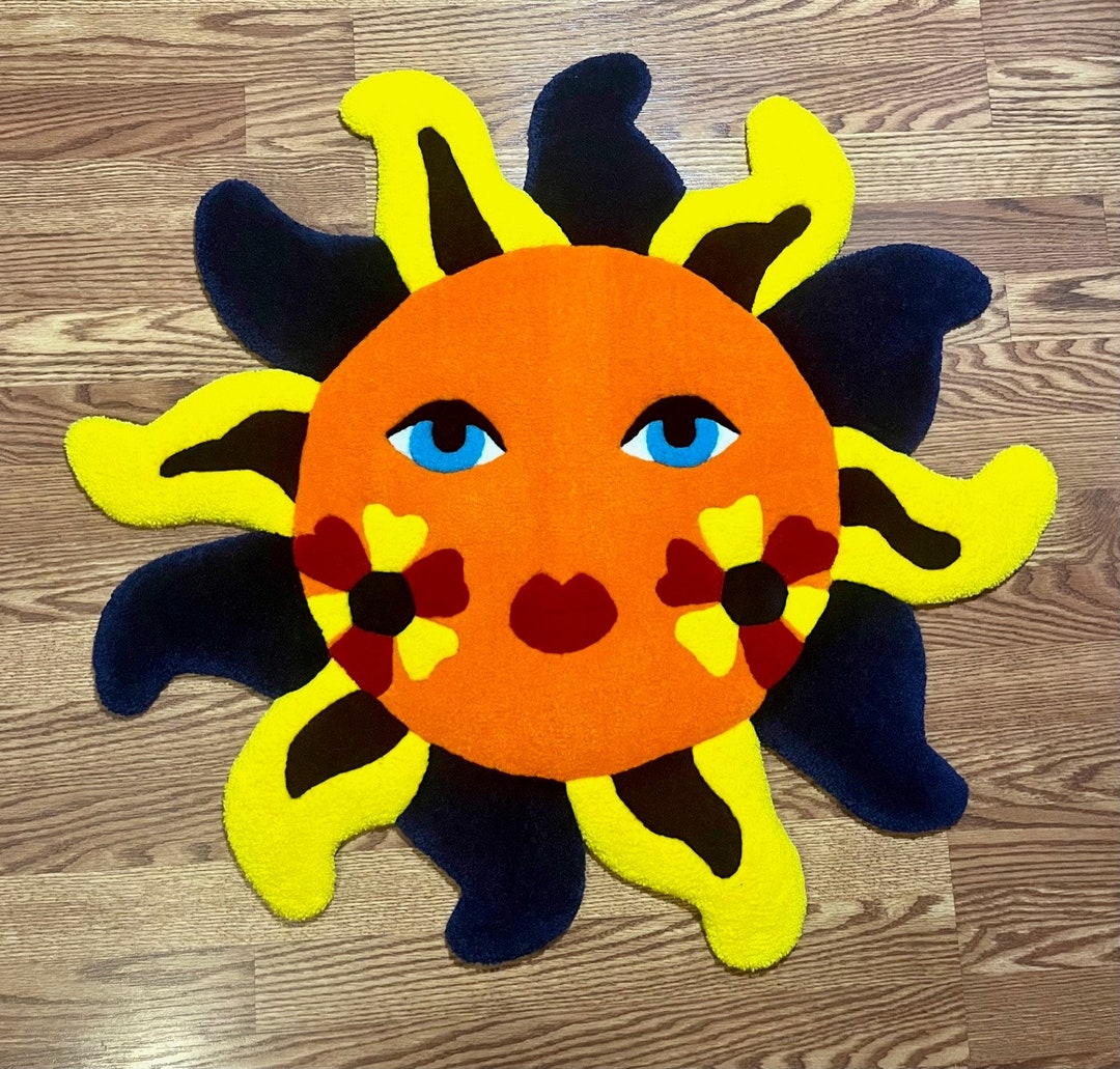 Mexican Folk Art Sun Tufted Rug - Etsy