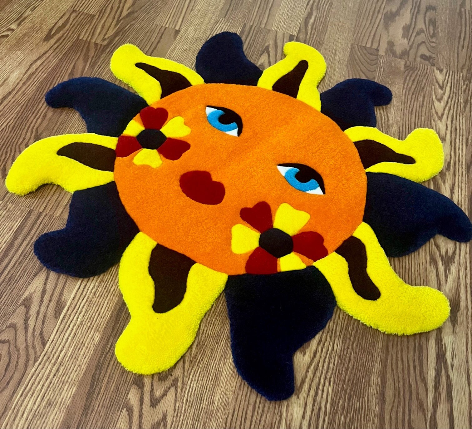 Mexican Folk Art Sun Tufted Rug - Etsy
