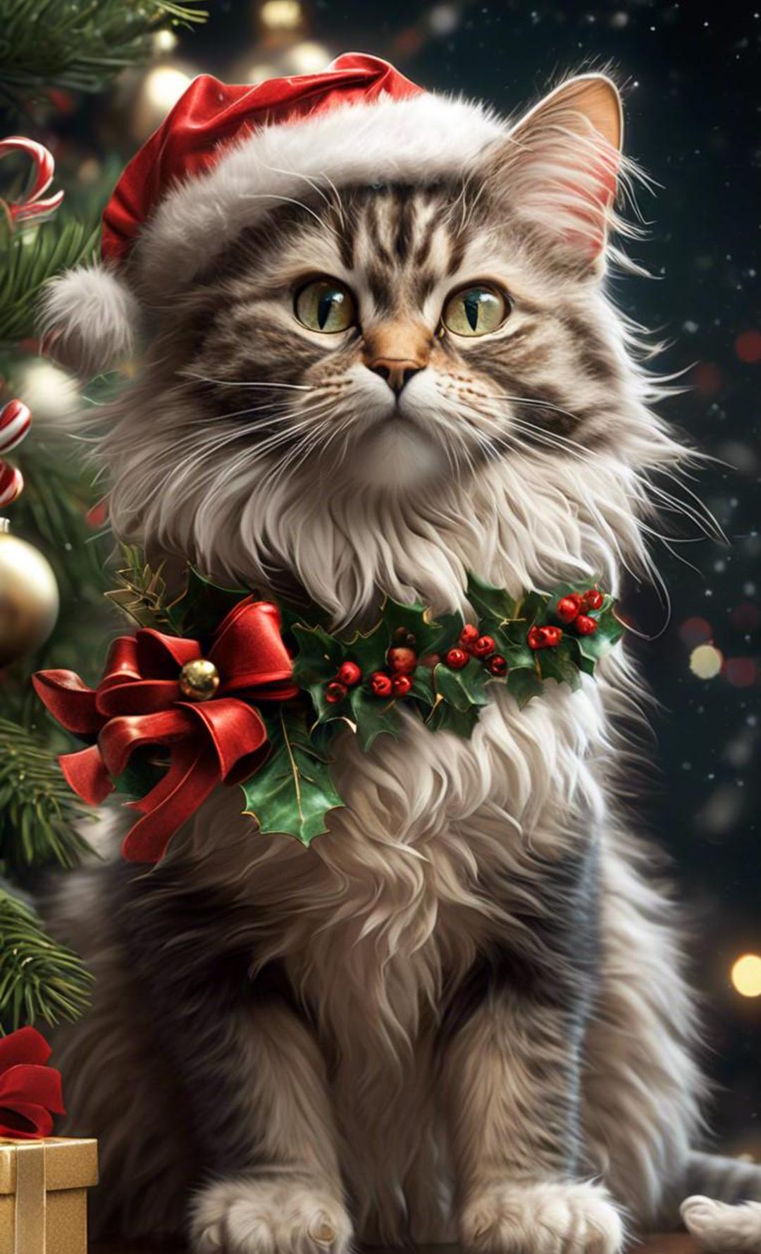 Christmas Card Kitten - Etsy