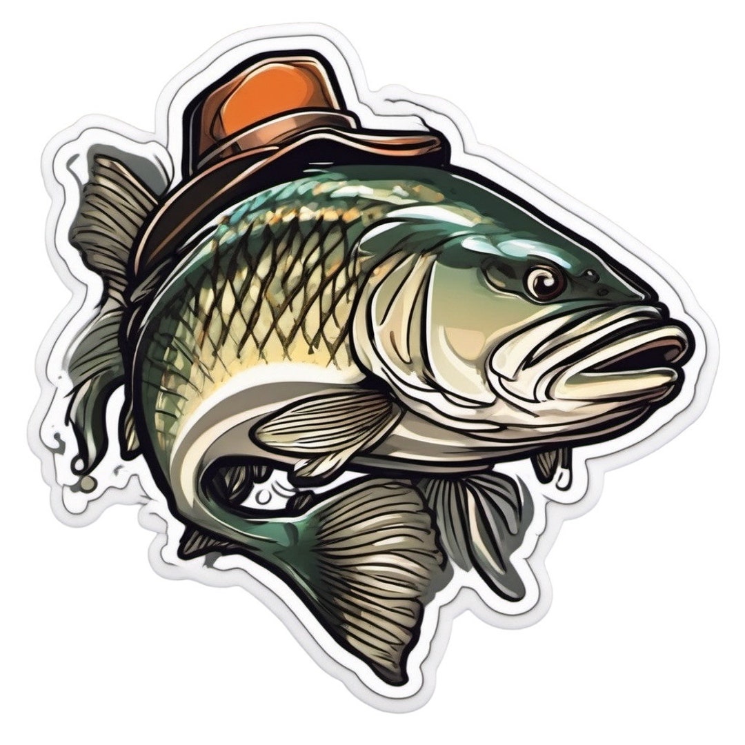 Fishing Sticker (white Background) / Fish on Sticker. White Background ...