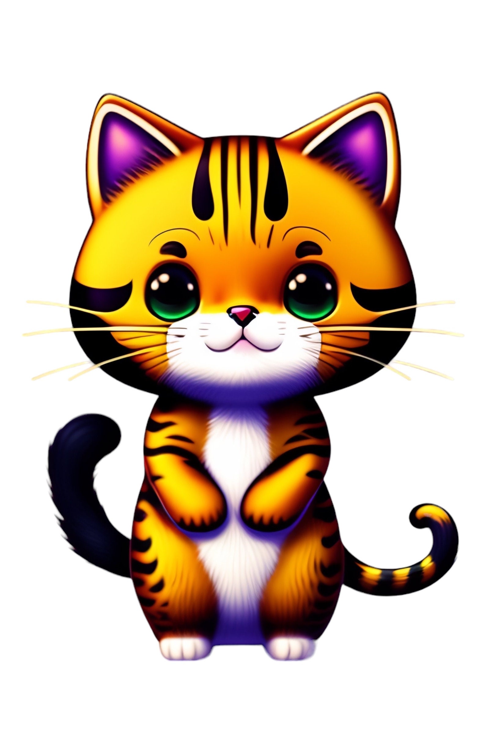 Monmon Cats PNG Stickers Bundle - Cute Kitty Designs. White Background ...