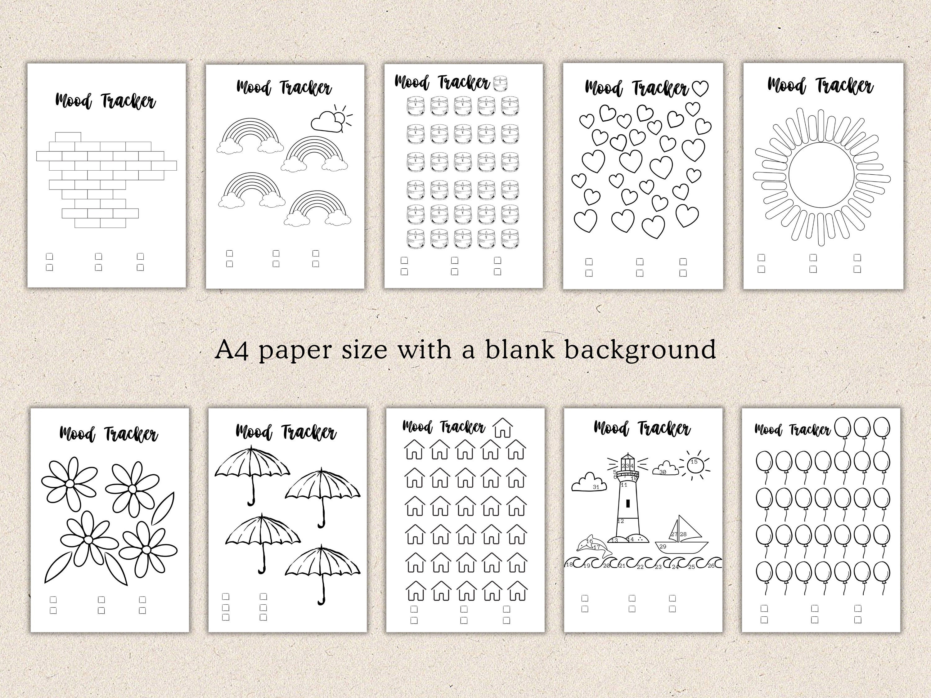 Monthly Mood Tracker, Printable Mental Health Wellness Journal, A5 ...