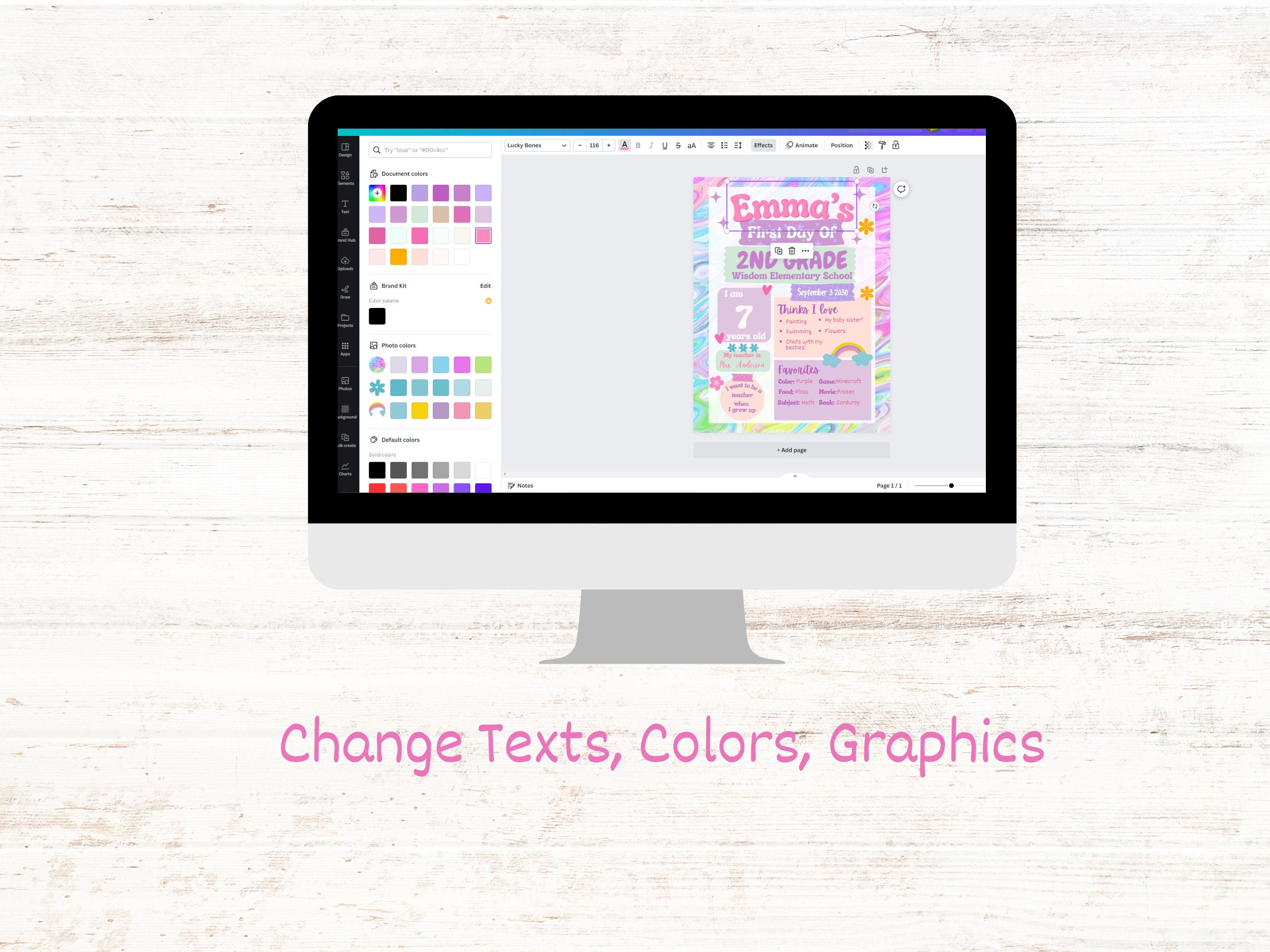 Editable First Day of School Sign Girly Prints Pink Back to - Etsy