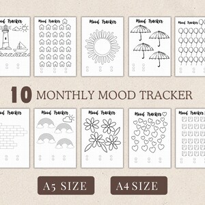 Monthly Mood Tracker, Printable Mental Health Wellness Journal, A5 ...