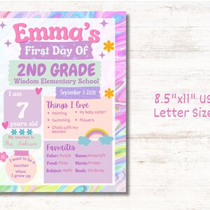 Editable First Day of School Sign, Girly Prints Pink, Back to School ...