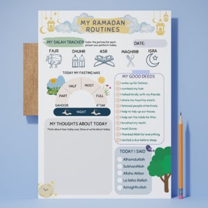 Ramadan Routines, Planner for Kids, PDF, Ramadan Journal, Salah Tracker ...
