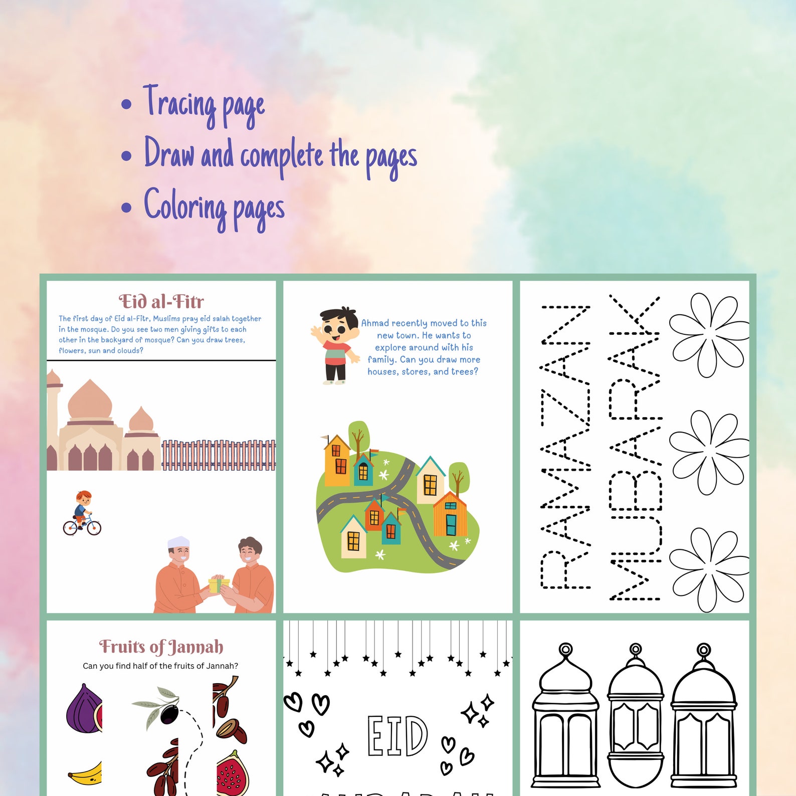 Ramadan Activity Sheets, Kids Islamic Learning, Eid Activity Book ...