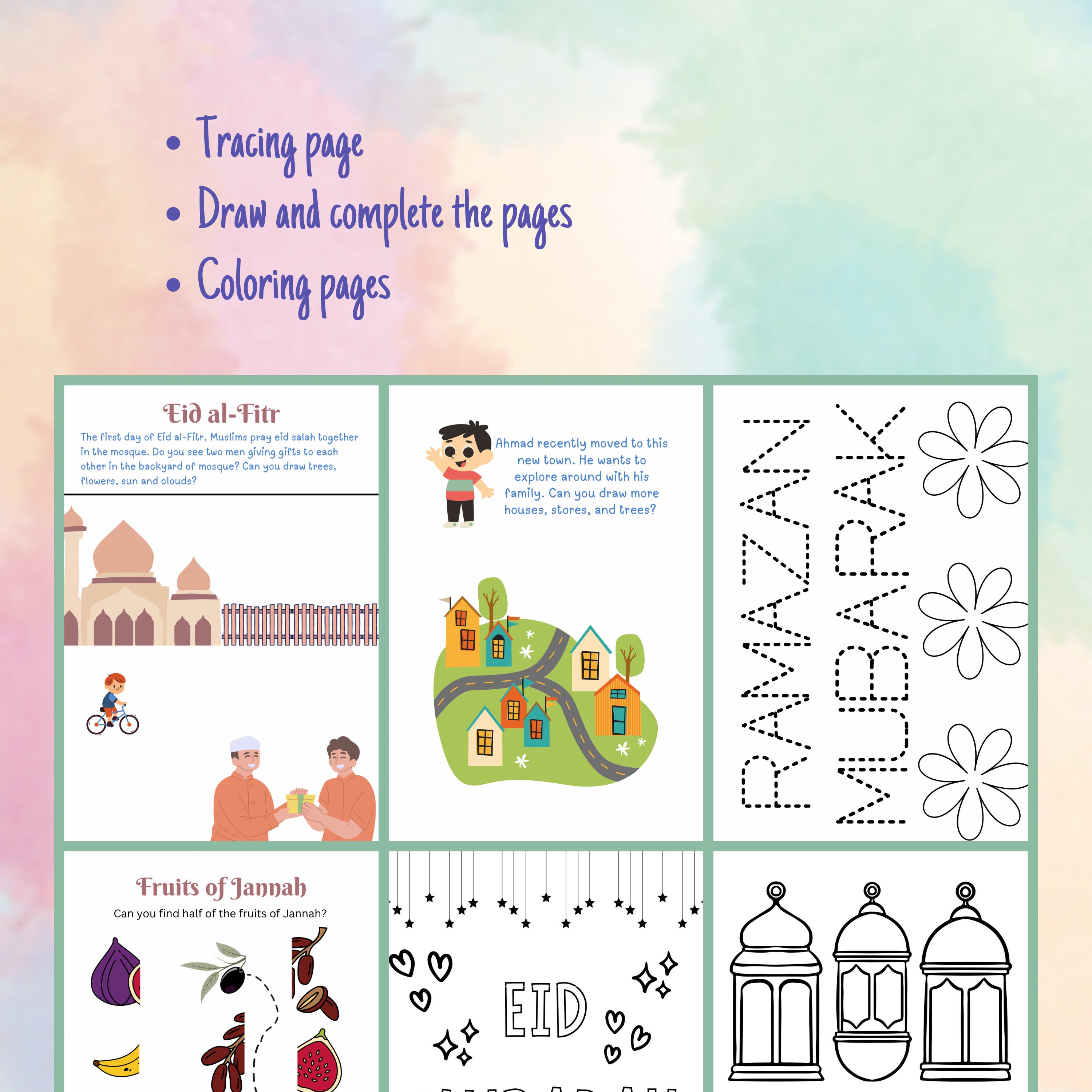 Ramadan Activity Sheets, Kids Islamic Learning, Eid Activity Book ...