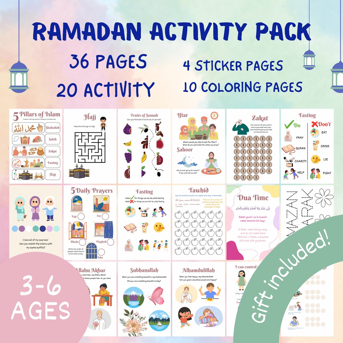 Ramadan Activity Sheets, Kids Islamic Learning, Eid Activity Book ...