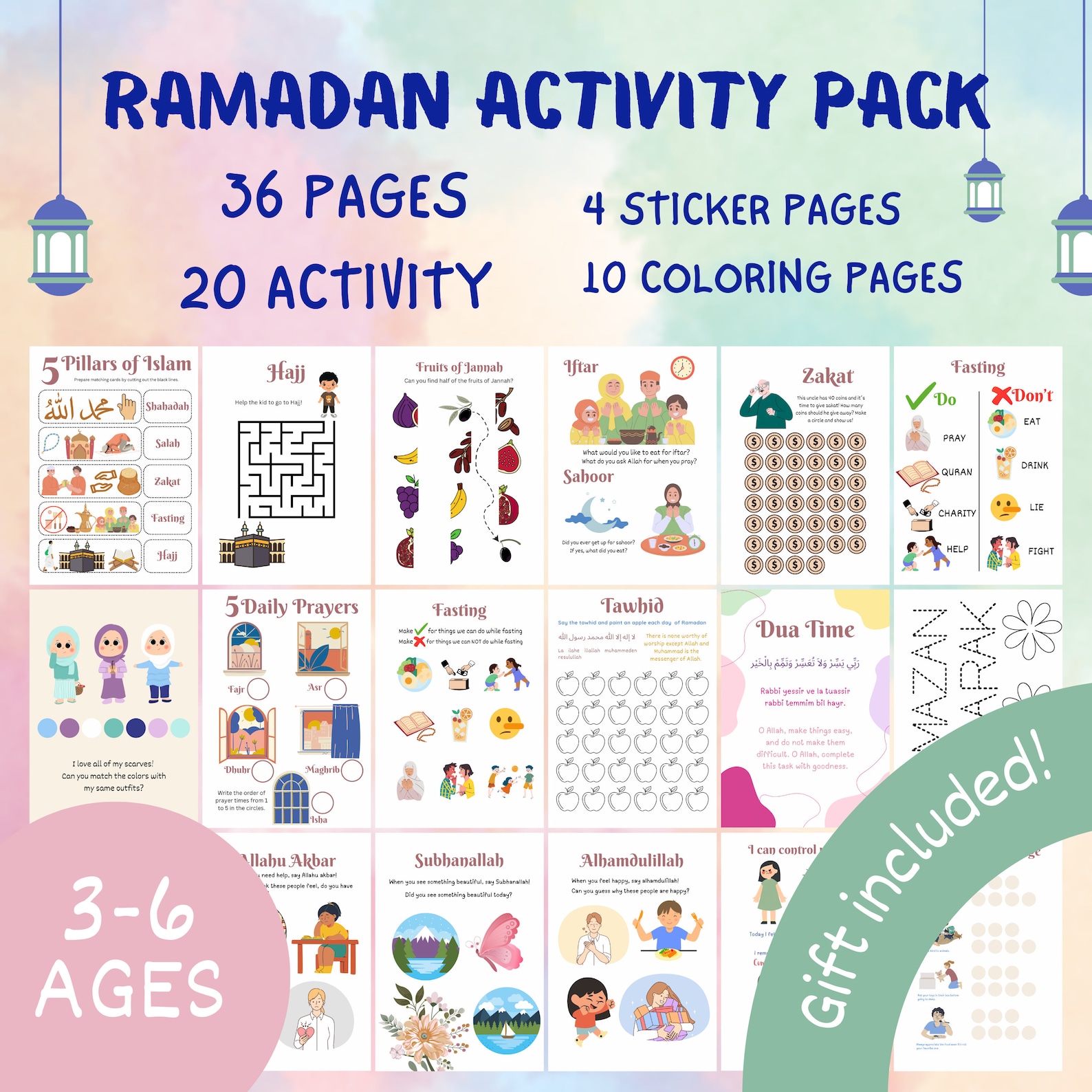 Ramadan Activity Sheets, Kids Islamic Learning, Eid Activity Book ...